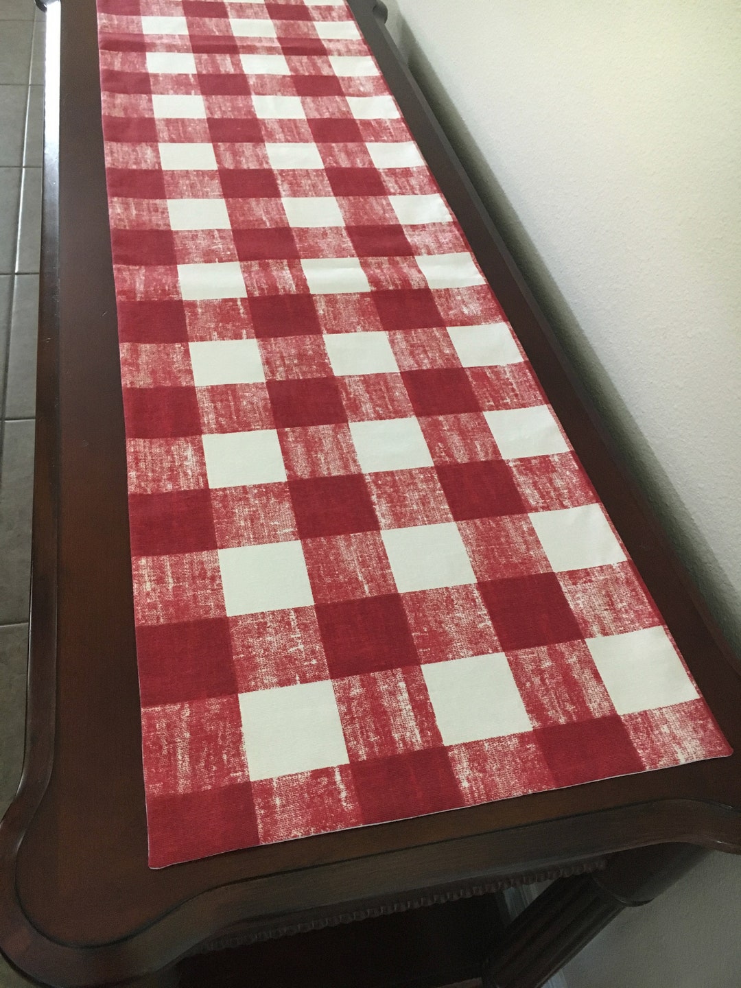 Red and White Country Style Checkers Table Runner. Summer Picnic ...