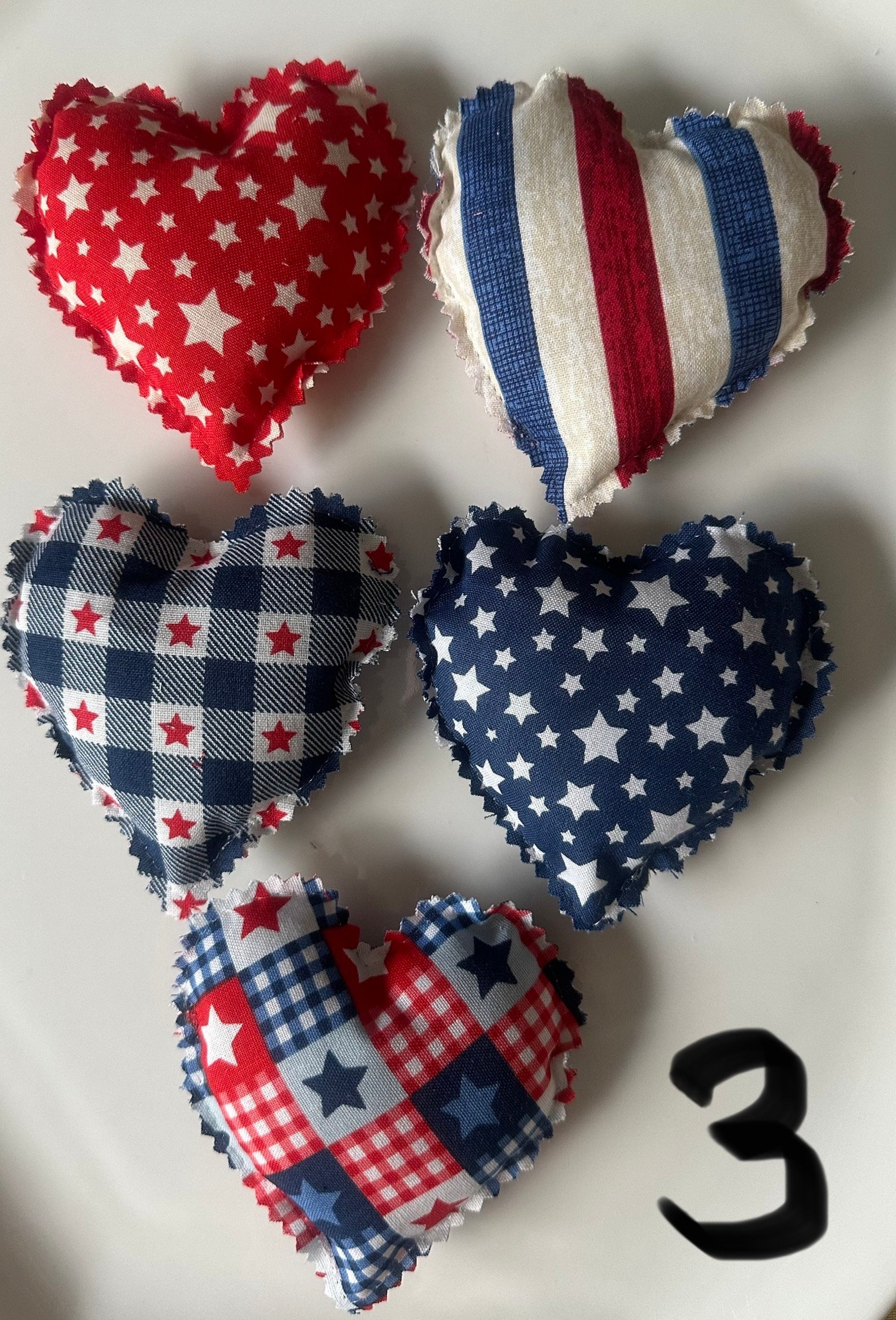 Set of 5 Patriotic Hearts Bowl Filler. Blue, Red, White Farmhouse ...