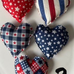 Set of 5 Patriotic Hearts Bowl Filler. Blue, Red, White Farmhouse ...