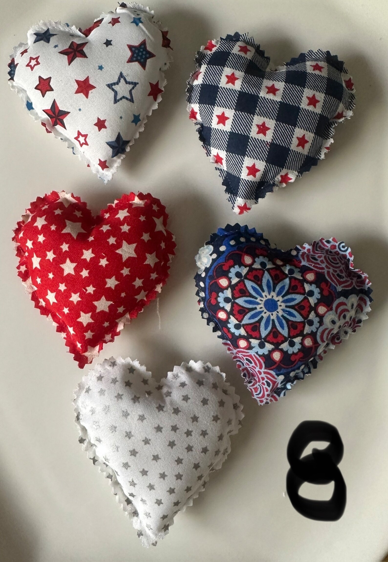Set of 5 Patriotic Hearts Bowl Filler. Blue, Red, White Farmhouse ...