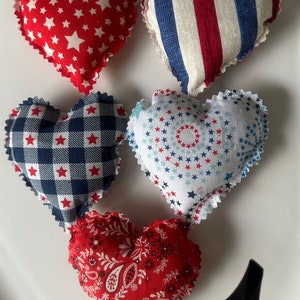 Set of 5 Patriotic Hearts Bowl Filler. Blue, Red, White Farmhouse ...