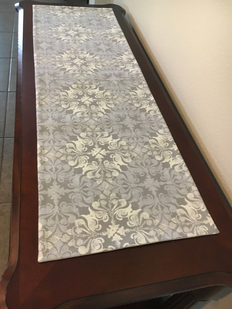 Gray Handmade Table Runner. Beautiful Silver Pattern Table - Etsy