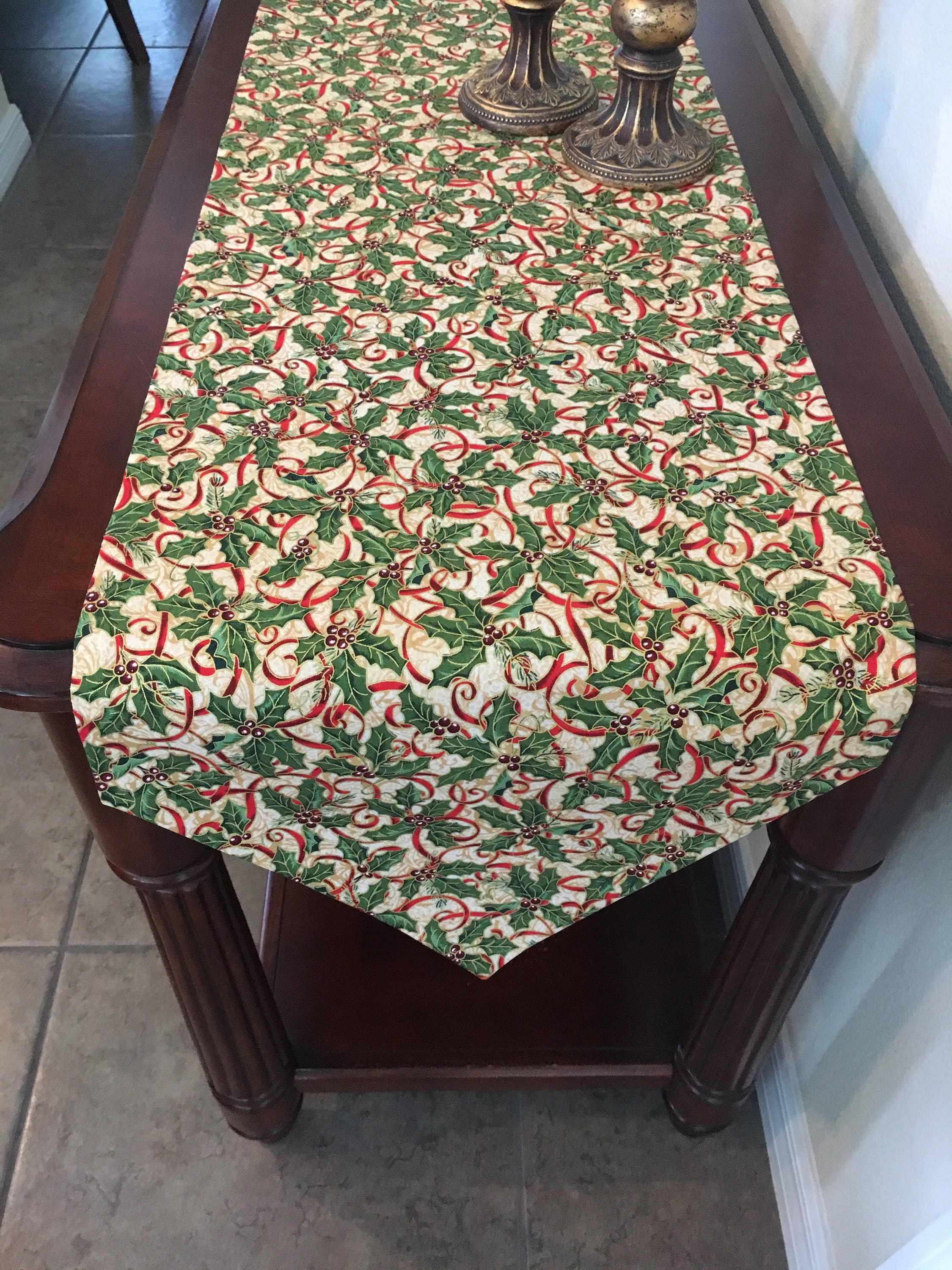 Holy & Ribbon Table Runner. Christmas Winter Holiday | Etsy