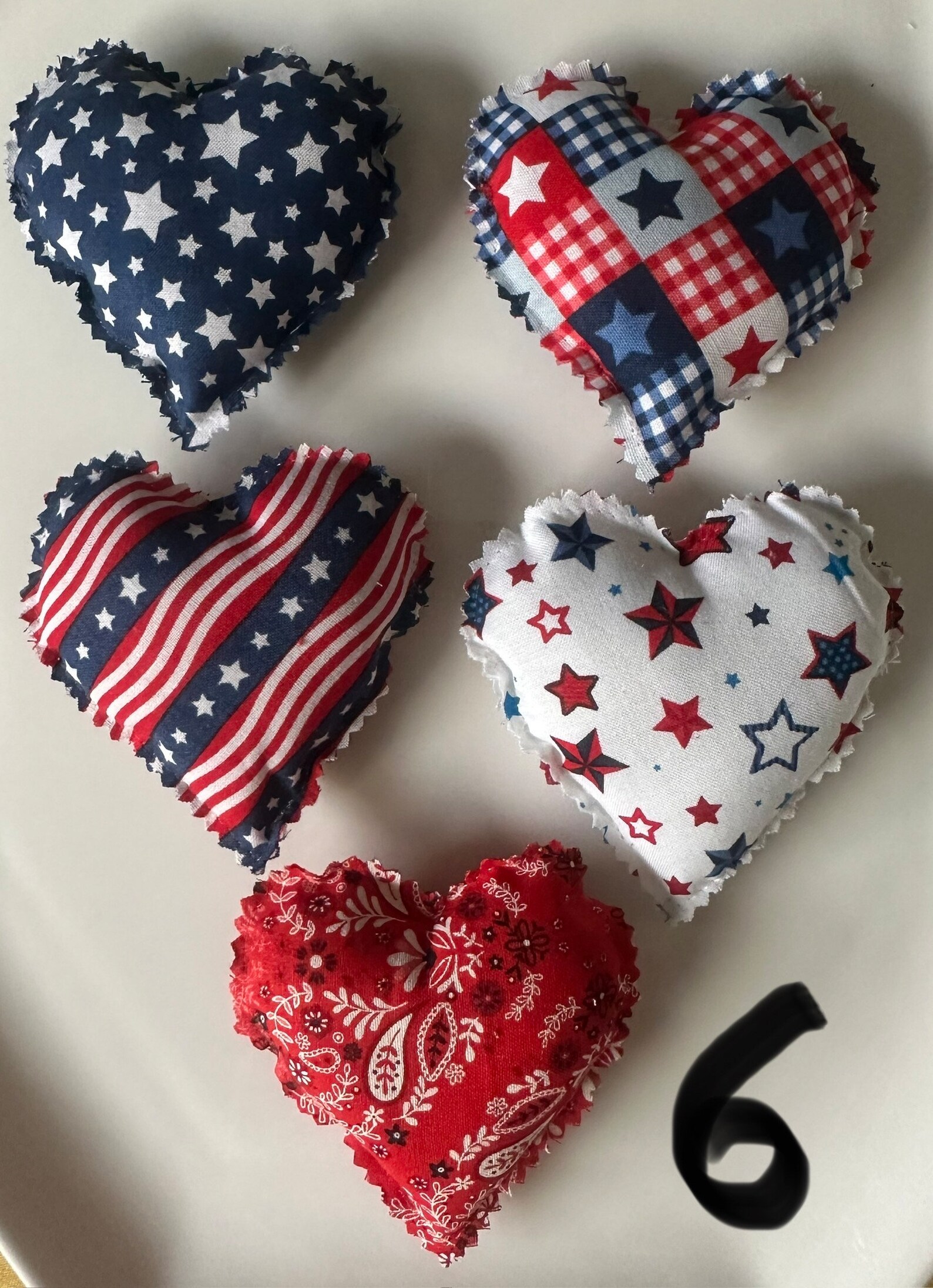 Set of 5 Patriotic Hearts Bowl Filler. Blue, Red, White Farmhouse ...