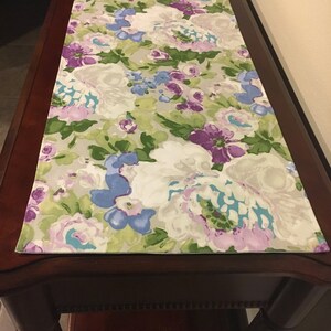 Blossom Violet Spring-summer Handmade Table Runner. Violet, Green, Blue ...