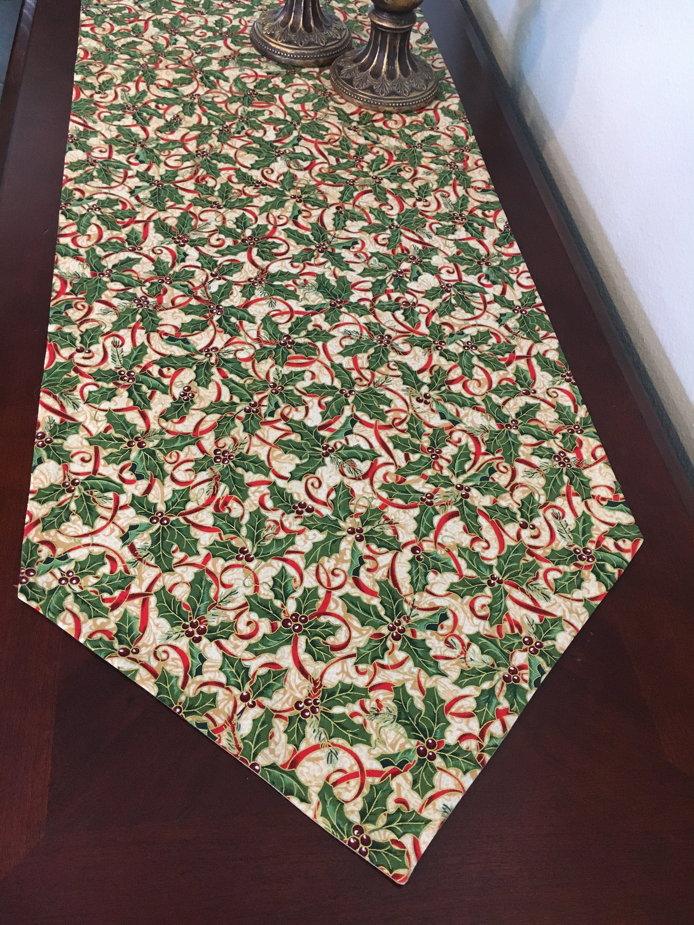 Holy & Ribbon Table Runner. Christmas Winter Holiday | Etsy