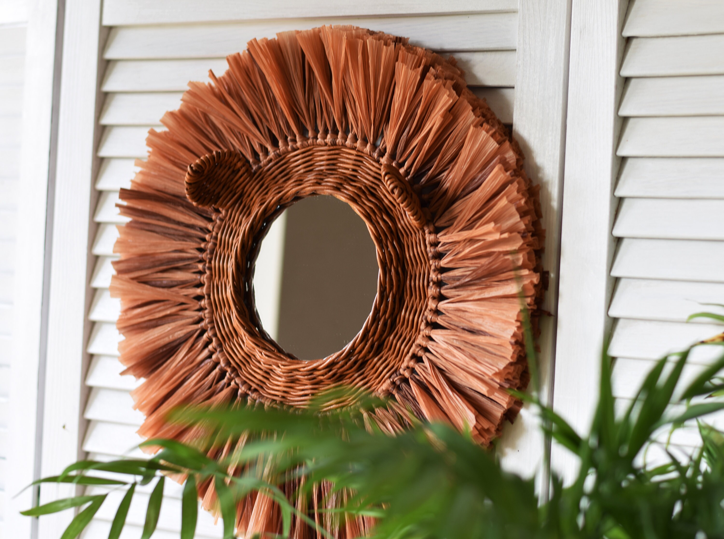 Redhead Lion Wicker Mirror Wall Hanging Safari Nursery Round | Etsy