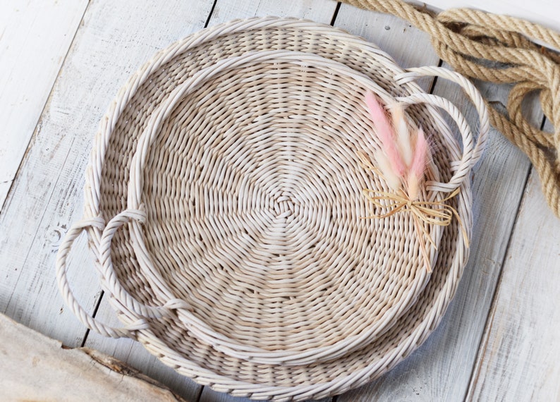 Wall Round Basket With Handles Round Wicker Wall Decor | Etsy
