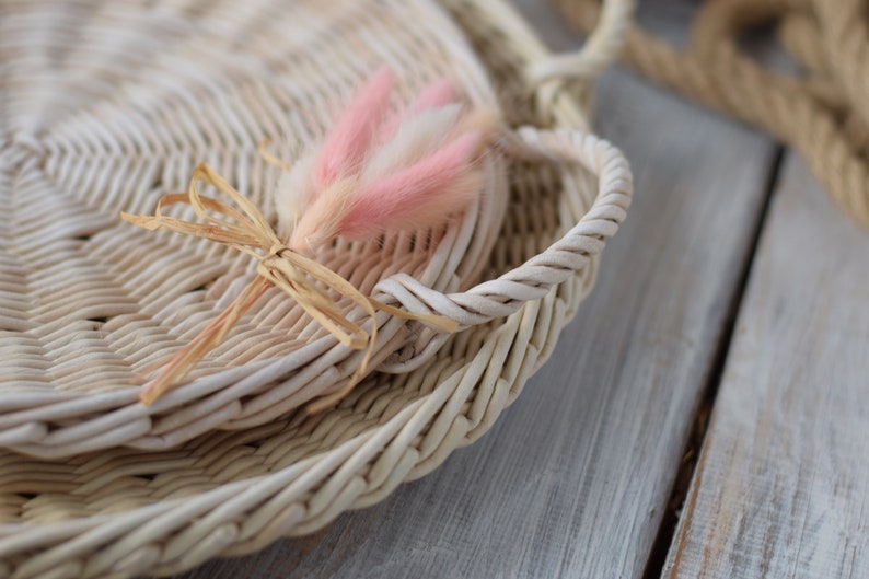Wall Round Basket With Handles Round Wicker Wall Decor | Etsy