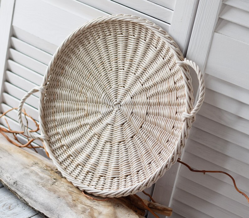 Wall Round Basket With Handles Round Wicker Wall Decor | Etsy