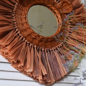 Redhead Lion Wicker Mirror Wall Hanging, Safari Nursery, Round Mirror ...