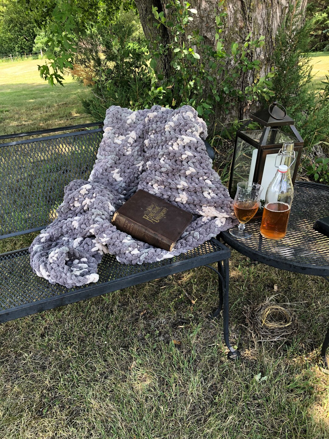 Gray Chunky Crocheted Throw, Chunky Knit Gray Blanket, Gray Chunky ...