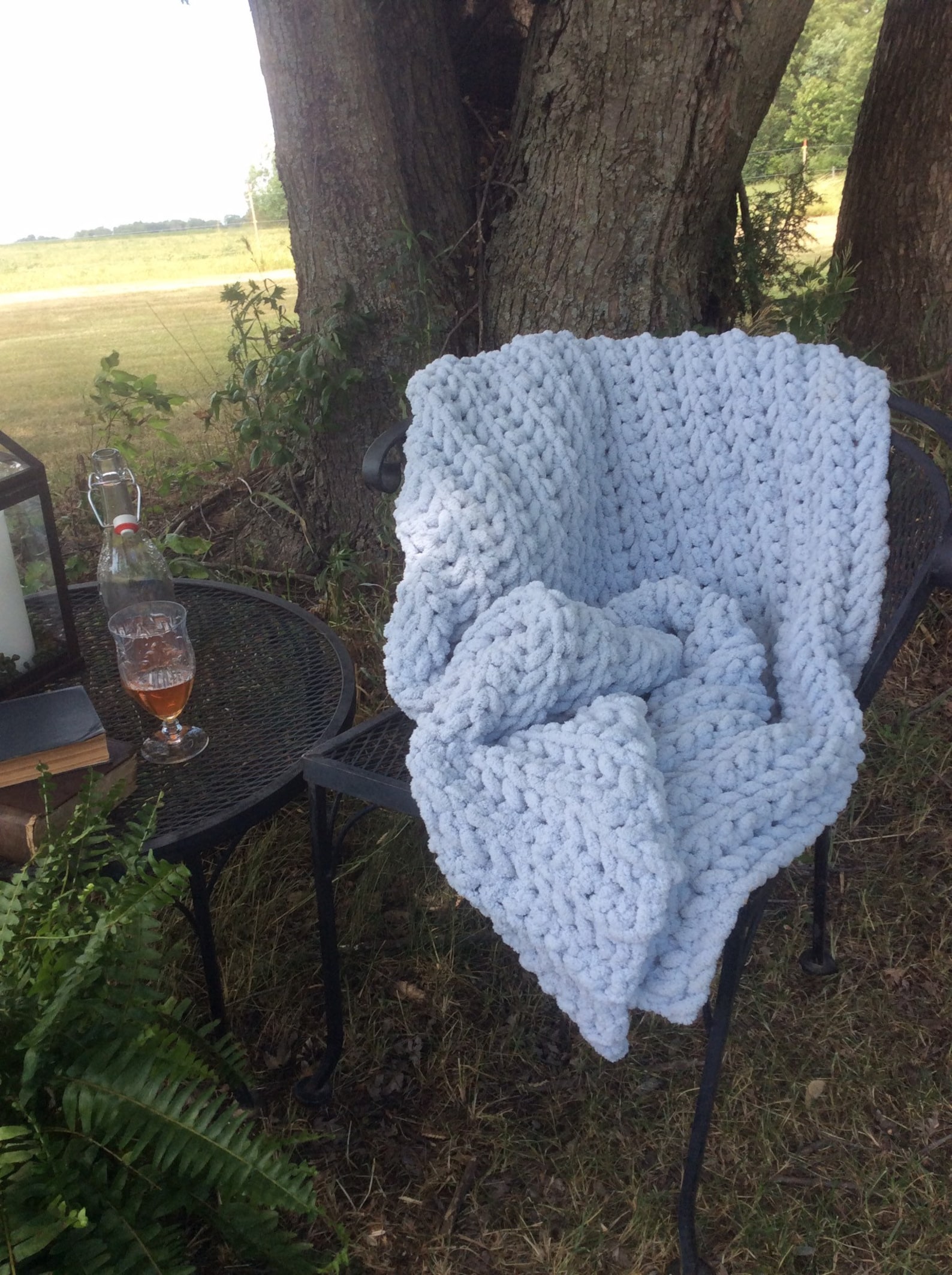 Light Blue Chunky Crocheted Throw Blue Blanket Light Blue - Etsy