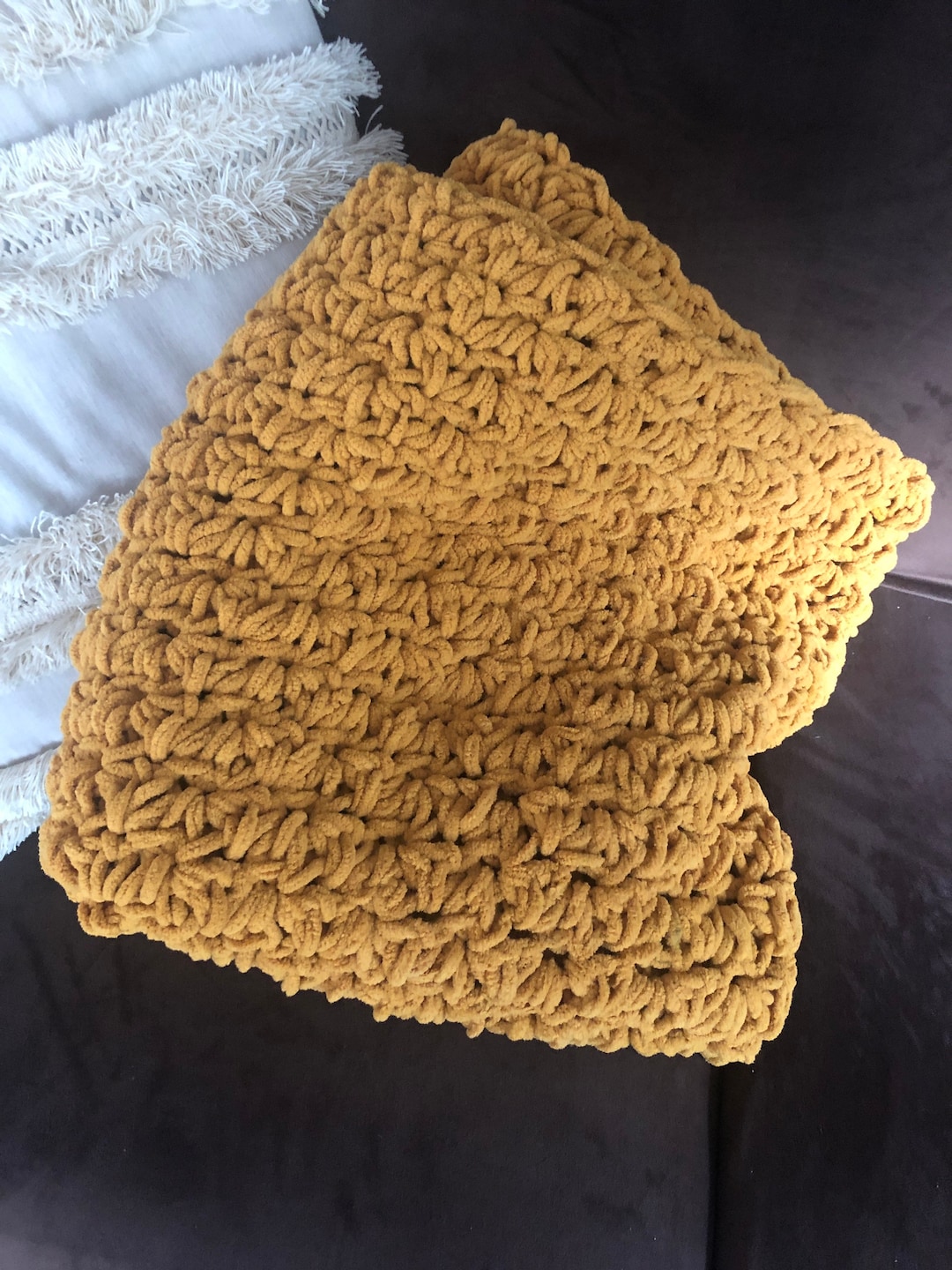 Mustard Throw, Yellow Crocheted Blanket, Yellow Throw, Mustard Blanket ...