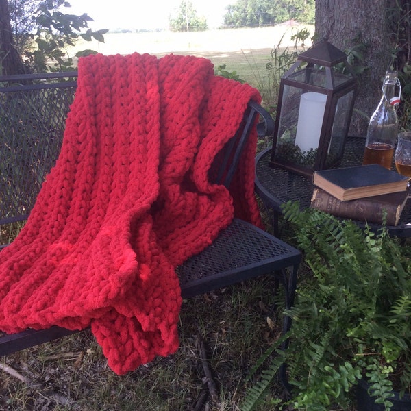 Red and White Throw Blanket - Etsy