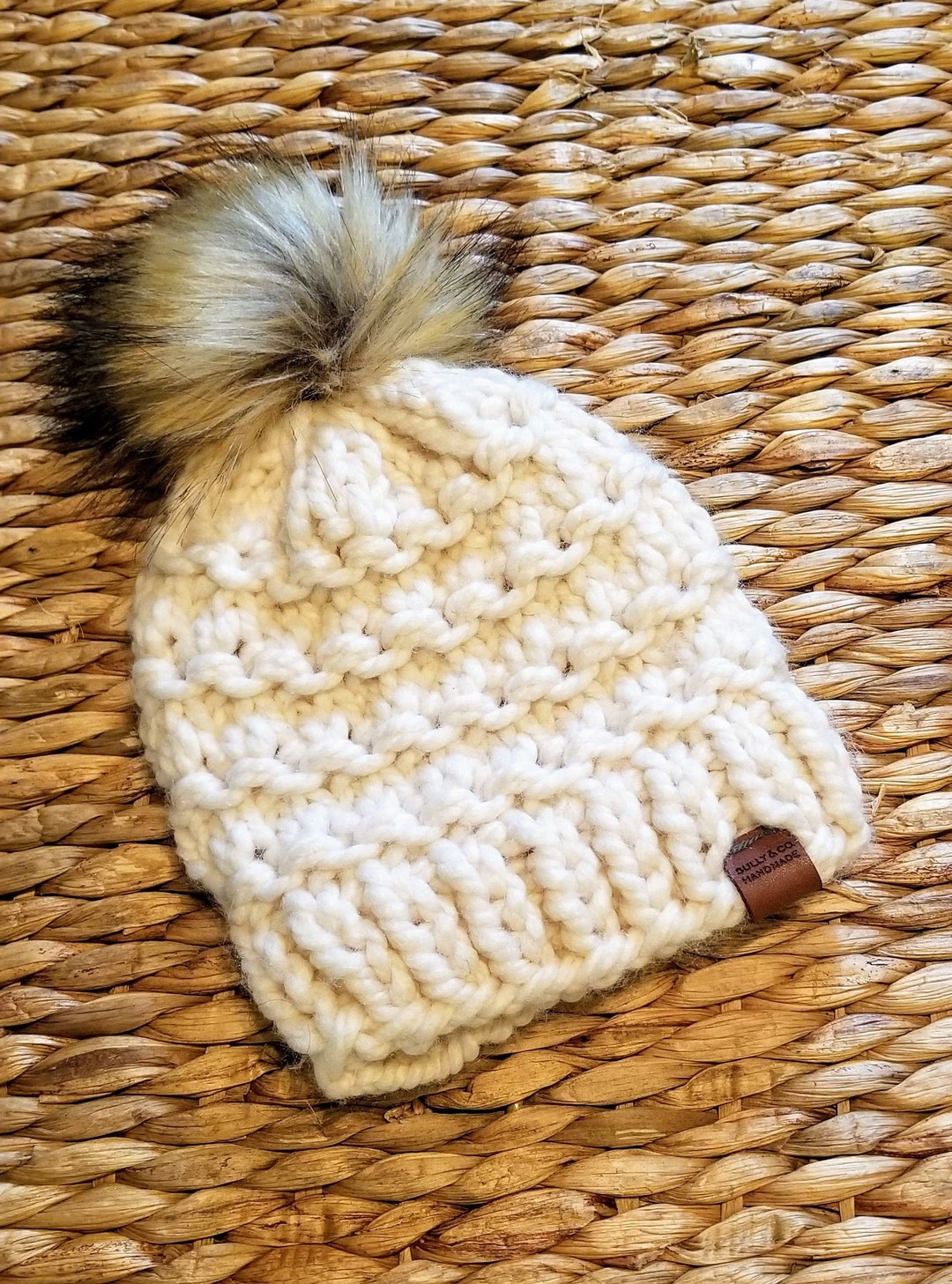 Handknit Chunky Toque With Faux Pom Pom: 'kerrisdale' - Etsy