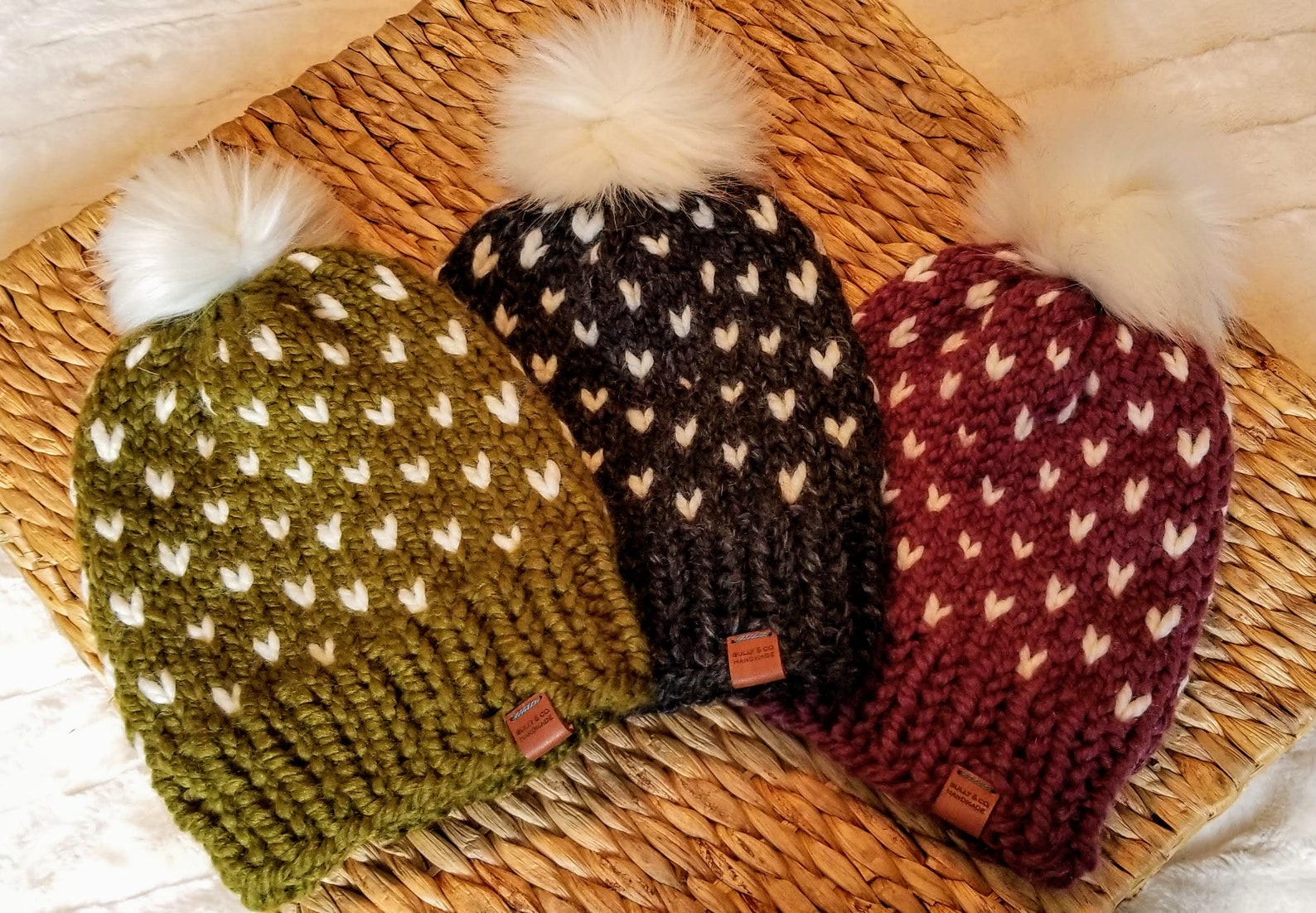 Fig Adult Fair Isle Hat With Pom Pom // Chunky Knit Toque // - Etsy