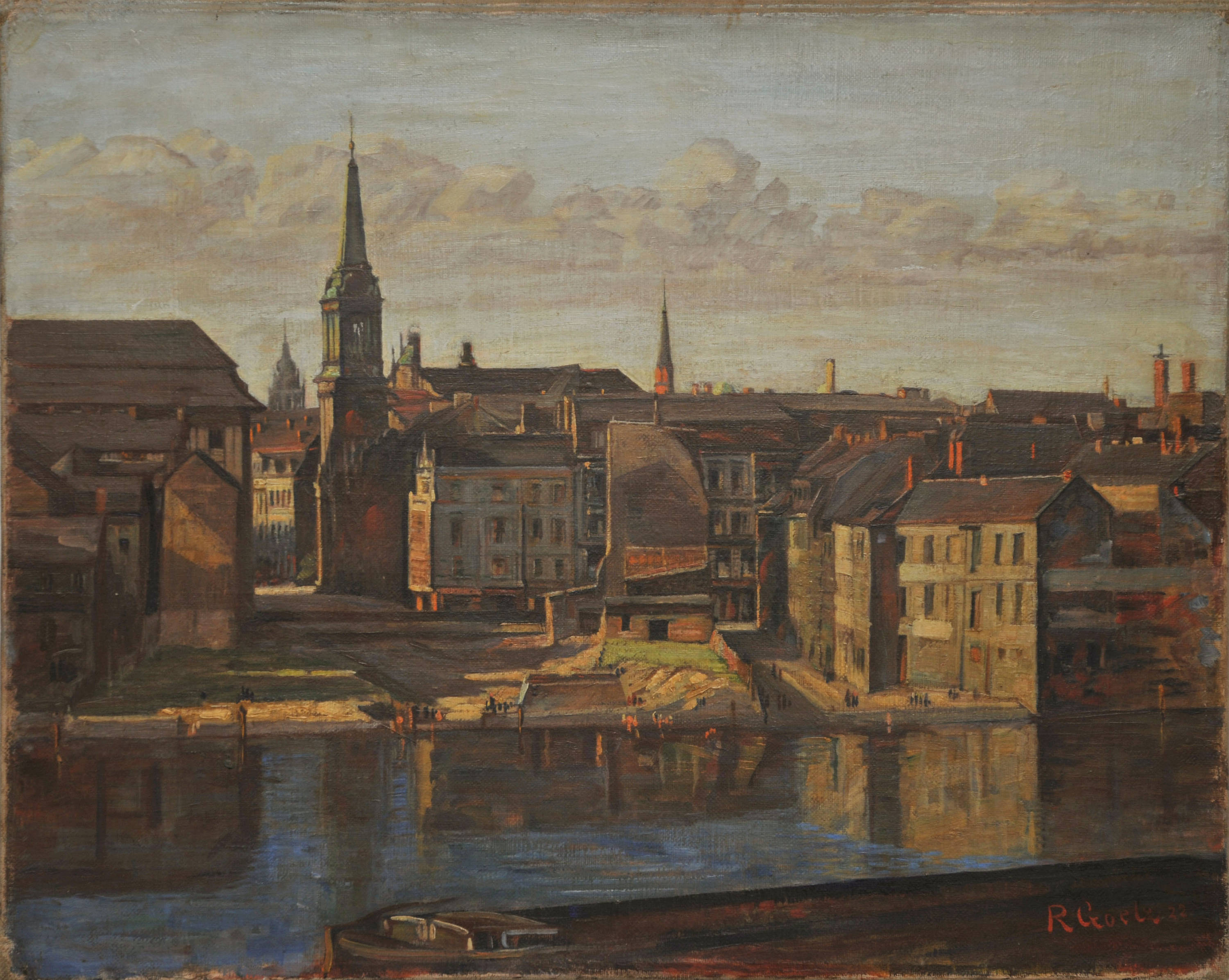 Village on Rhine 1922 Oil on Canvas by Richard Goetz - Etsy