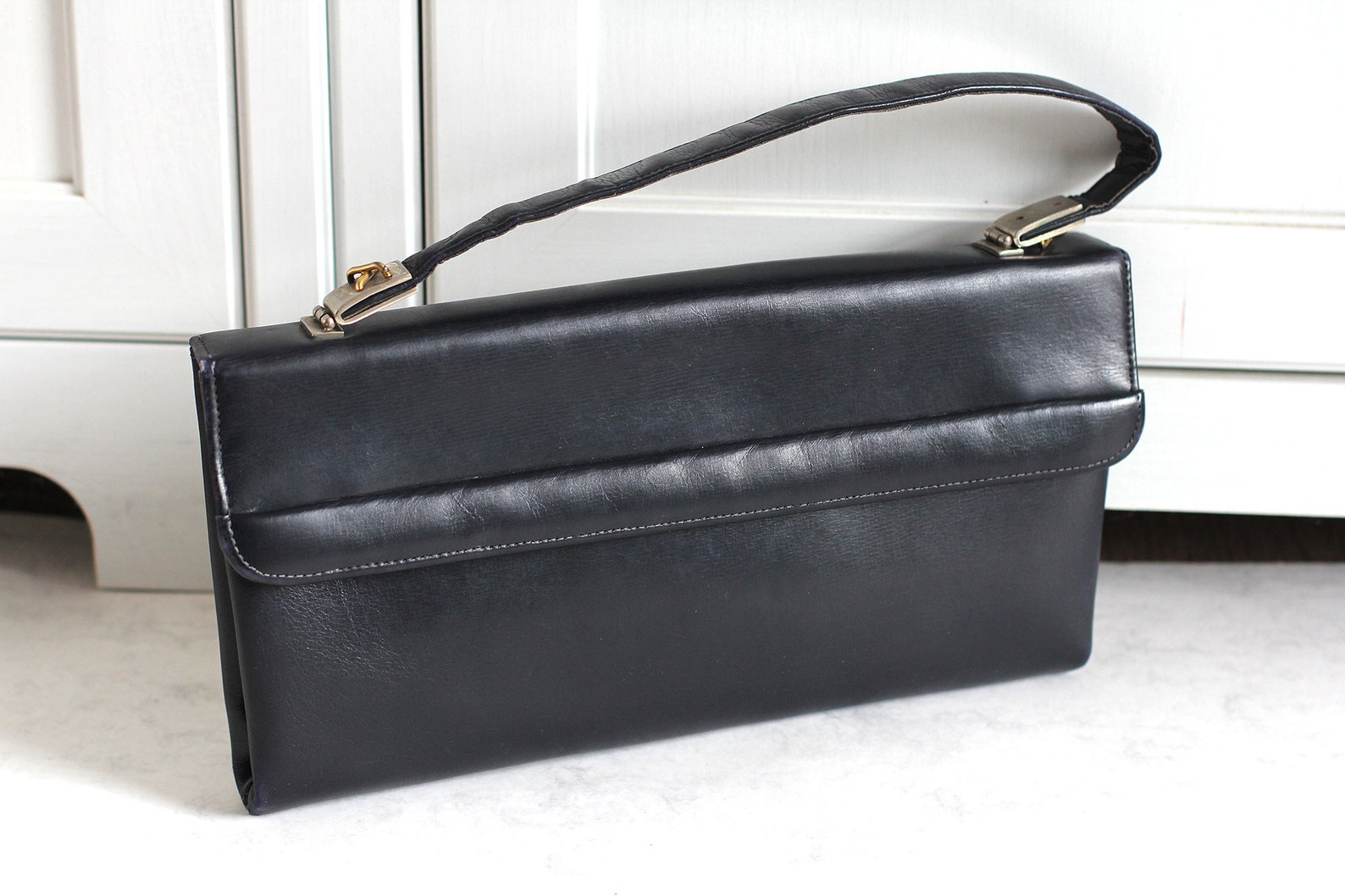 Top Handle Bag, Vintage Rectangle Leather Handbag - Etsy