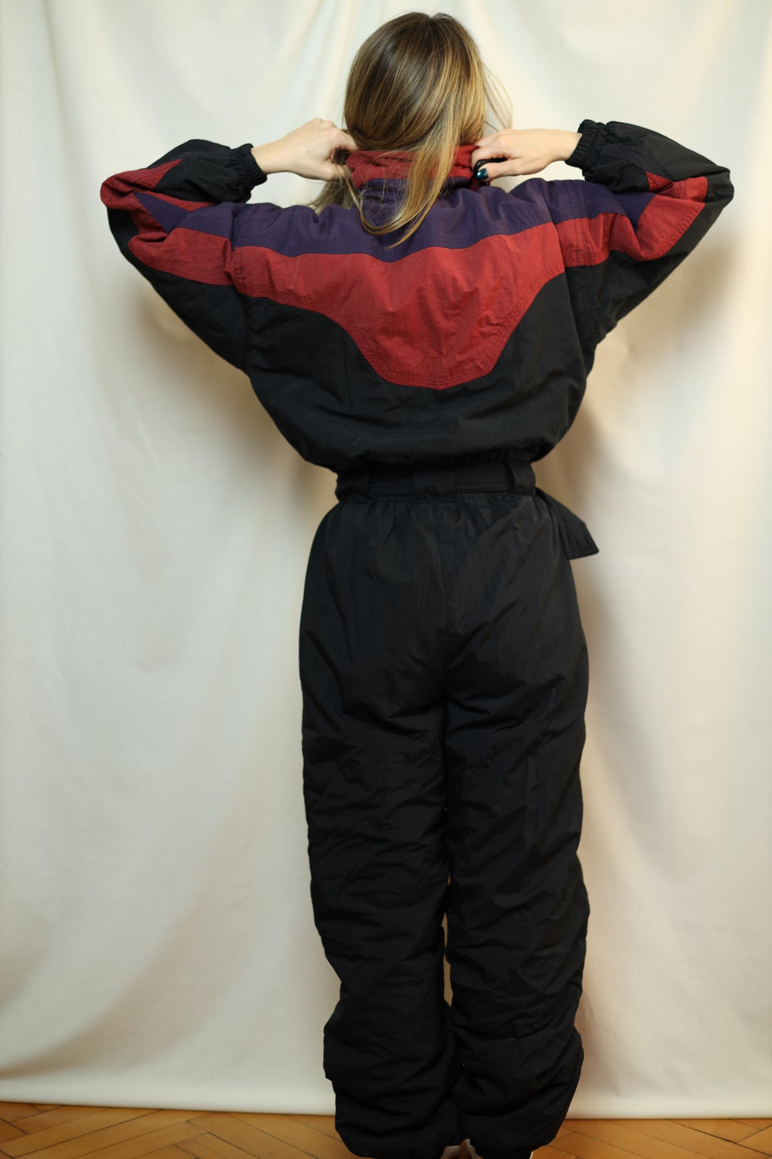 90s Color Block Ski Suit C&A One Piece, Black Red Purple Winter ...