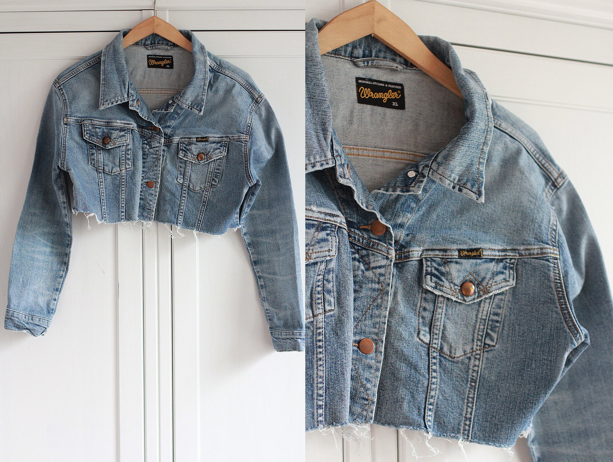WRANGLER Vintage Denim Jacket Cut and Frayed Jean Jacket in - Etsy