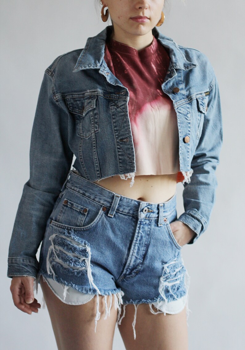 WRANGLER Vintage denim jacket Cut and frayed jean jacket in | Etsy