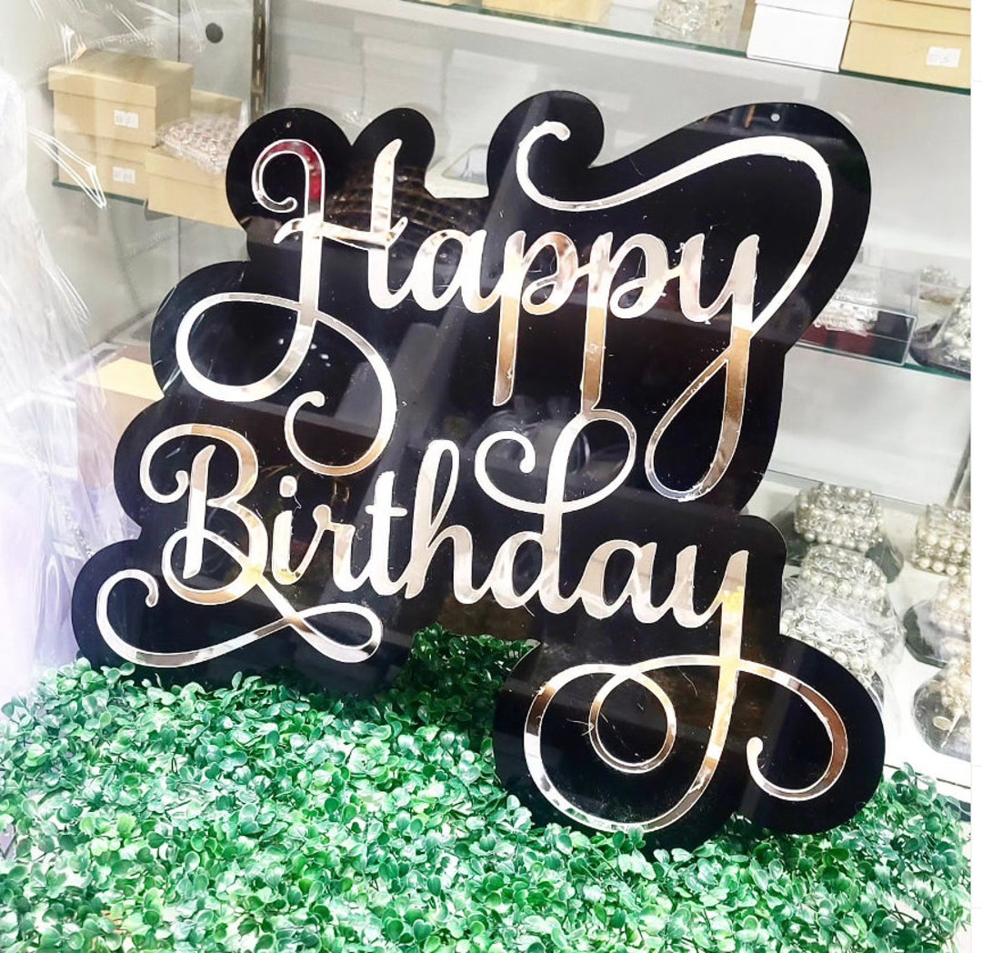 Black and Silver Acrylic Birthday Sign - Etsy