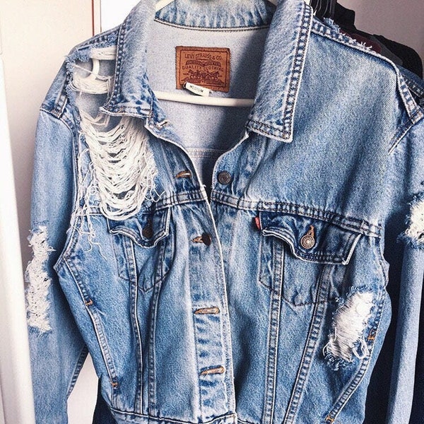 Grunge Denim Jacket - Etsy