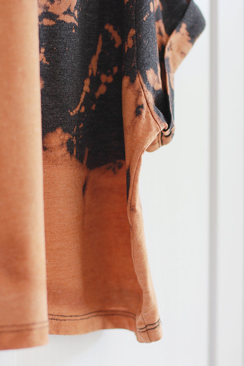 Bleached crop top in gray and peach color Summer top with | Etsy