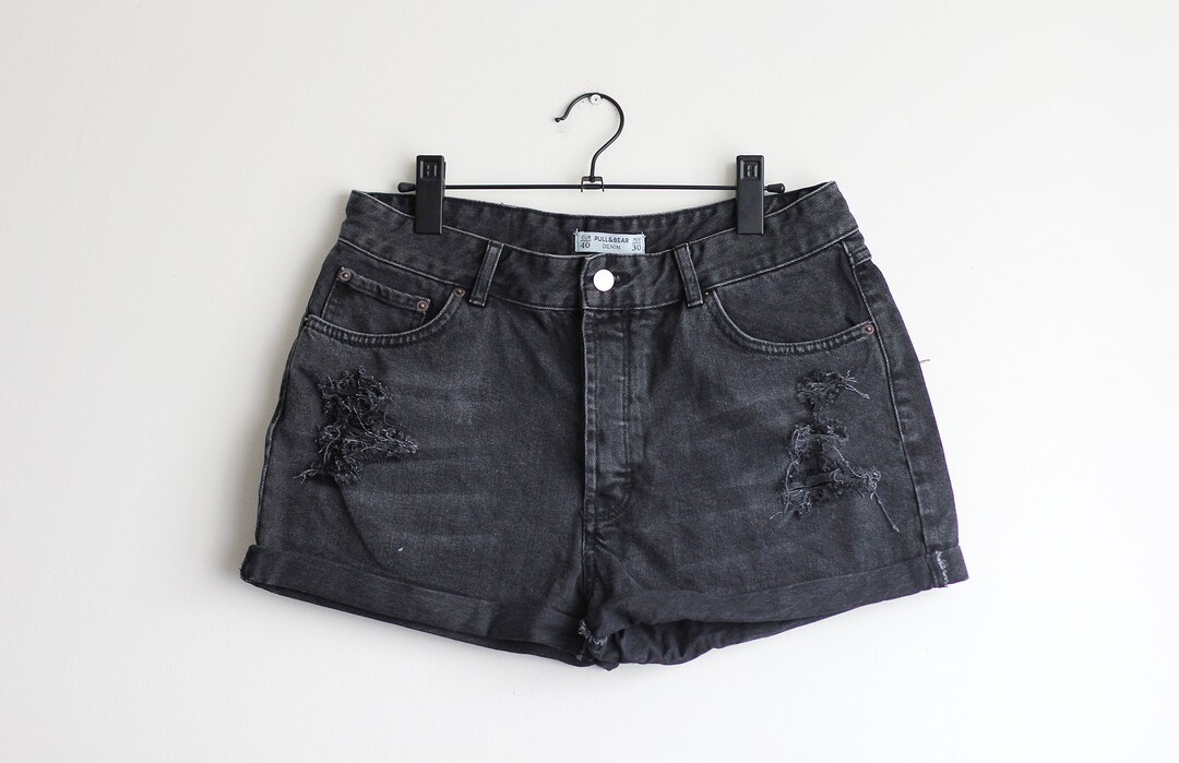 Ripped Denim Shorts With High Waist * Vintage Cut Offs in Graphite Gray ...