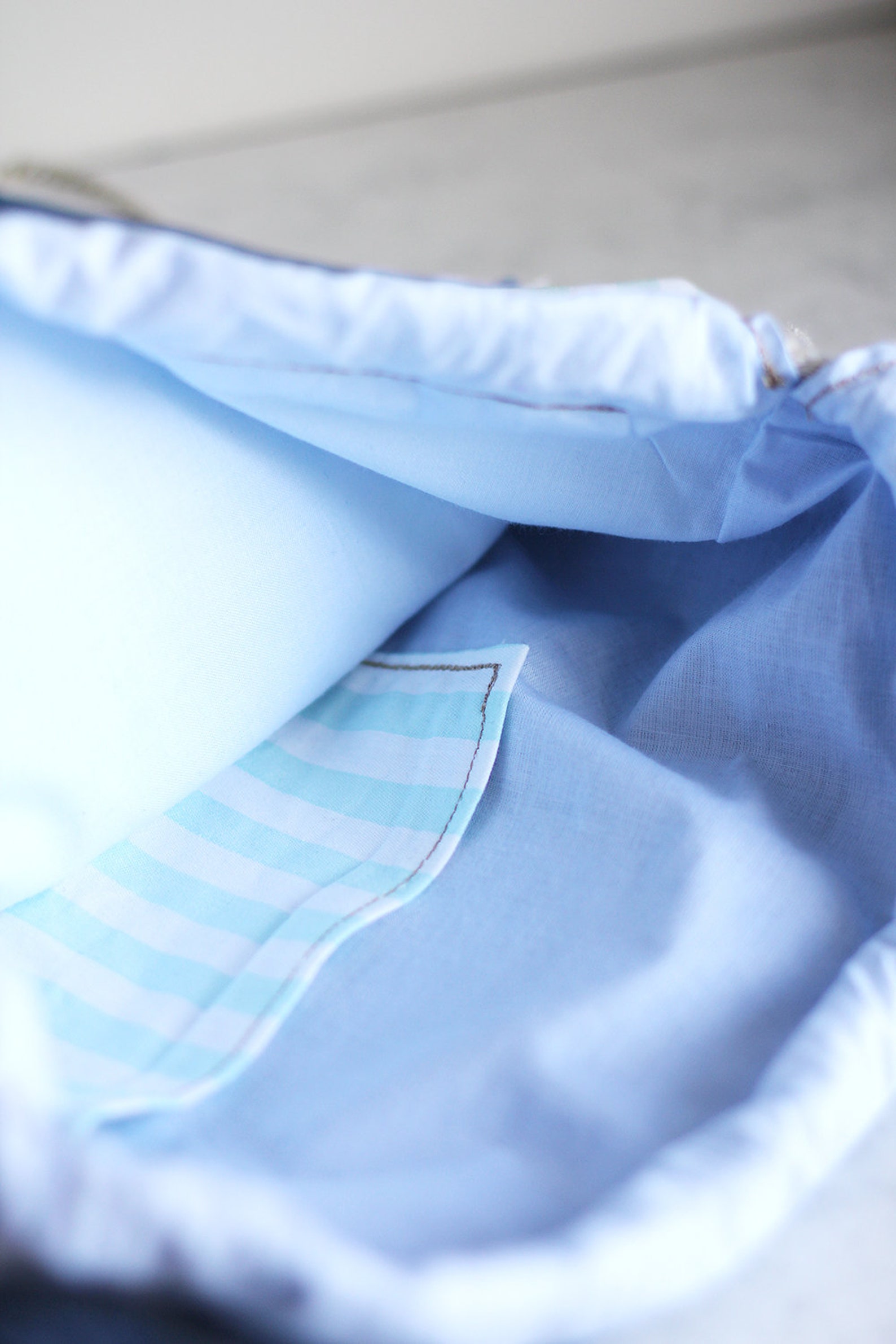 Denim drawstring backpack made out of mid blue Levi's | Etsy