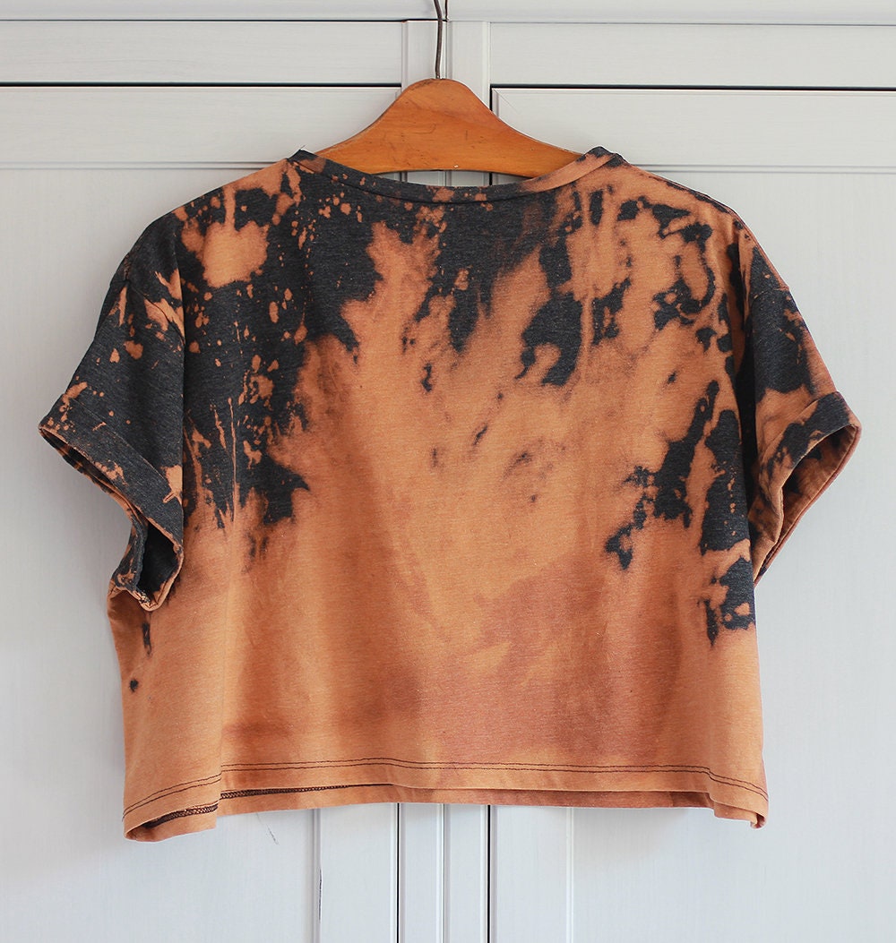 Bleached Crop Top in Gray and Peach Color Summer Top With - Etsy