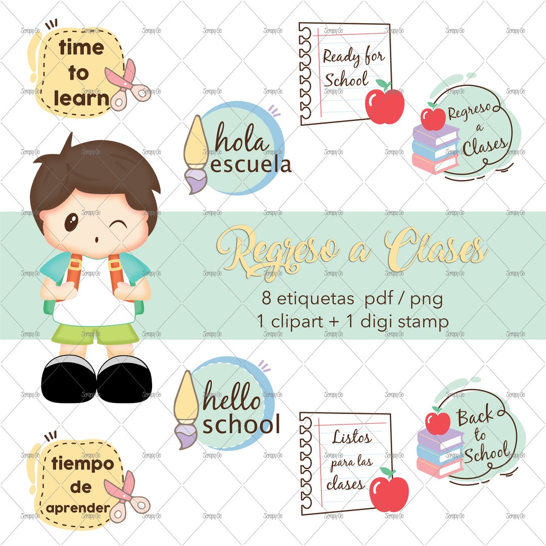Kit De Etiquetas Clipart Regreso a Clases + Digistamp Y Clear Stamp ...
