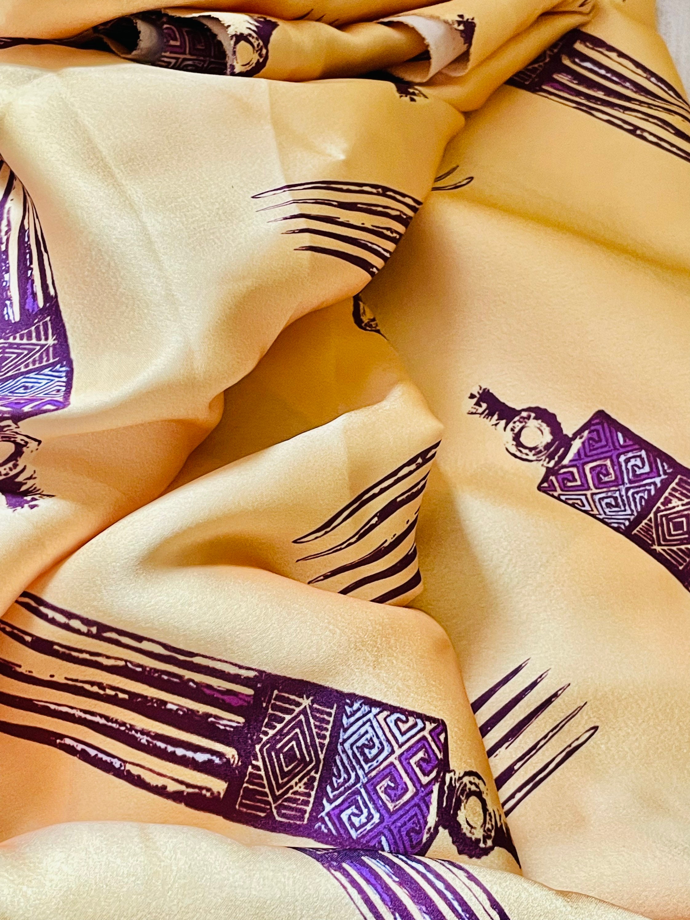 Bright Yellow African Combs Print Satin Fabric 2 Yard Pieces. - Etsy ...