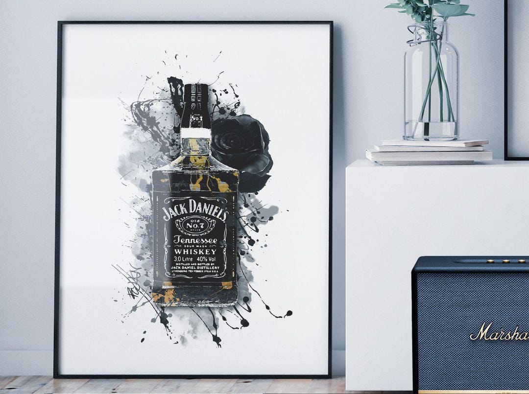 Jack Daniels Whiskey Print / Home Bar Artwork / Cocktail Print ...