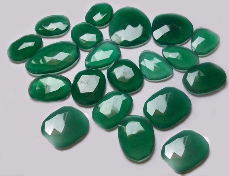 Natural Green Onyx Uneven Rose Cut Green Onyx Rose Cut Polki Loose ...