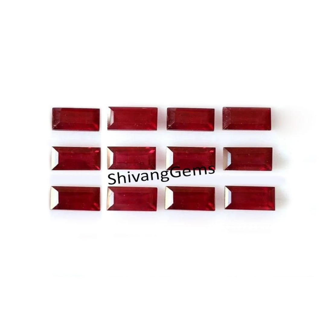 Ruby Baguette Cut Faceted Size 2X4MM to 5X10MM Glass Filled Ruby ...