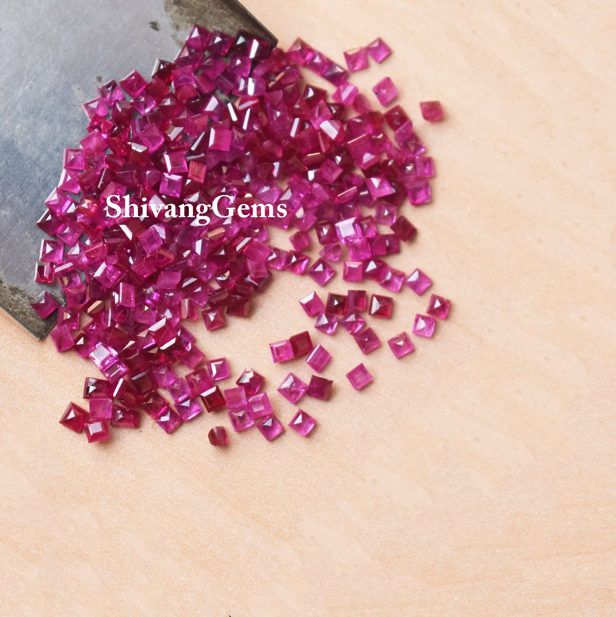 Natural AAA Ruby Square Cut Faceted Size 2MM-2.50MM-3MM Ruby Square Cut ...