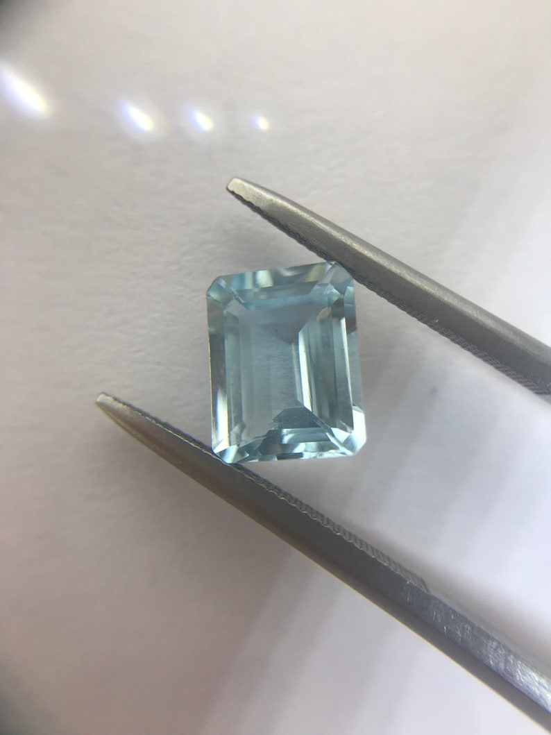 100% Natural Aquamarine Emerald Cut Faceted 4X6 MM Best - Etsy
