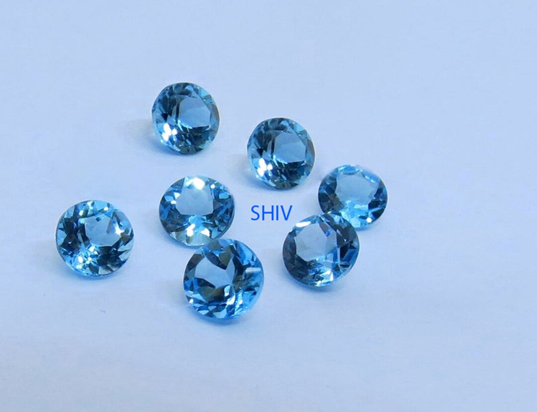 AAA Swiss Blue Topaz Round Cut Faceted 5MM Natural Swiss Blue Topaz ...