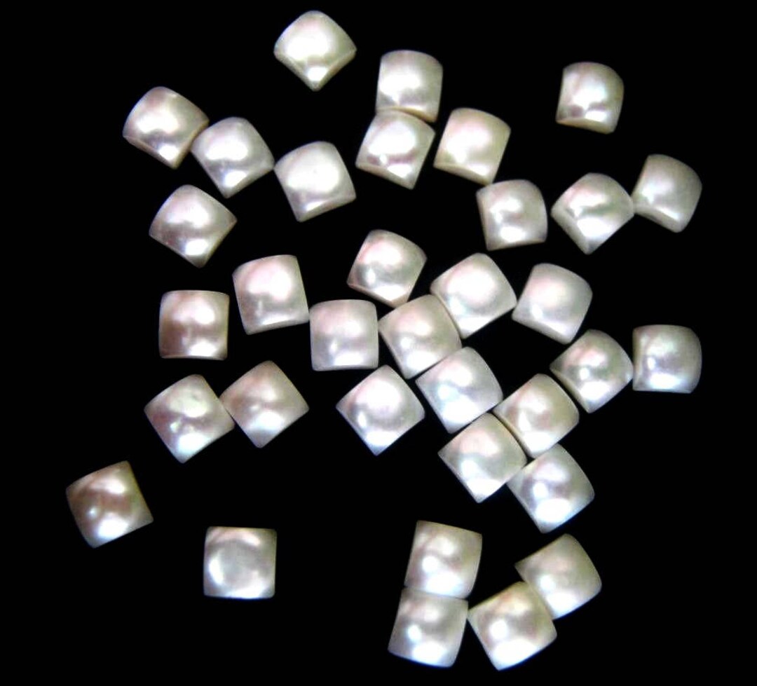 Natural Fresh Water White Pearl Square Cabochon Half Cut Flat - Etsy
