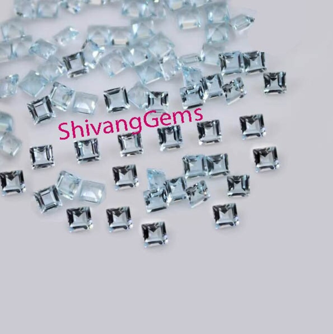 Natural AAA Sky Blue Topaz Square Cut Faceted Size 2X2MM to 8X8MM Sky ...