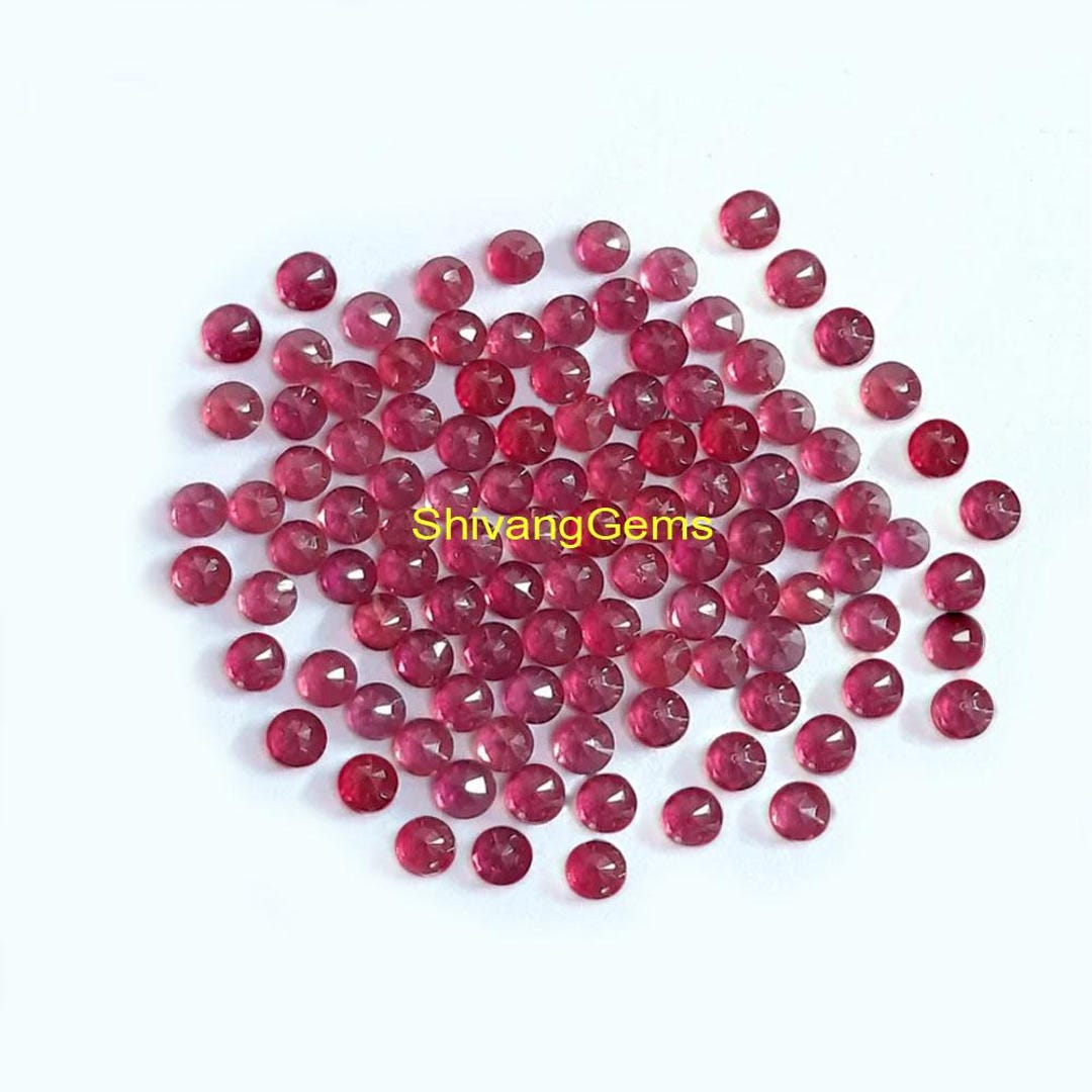 Ruby Round Cut Faceted Size 5MM-6MM-7MM-8MM Ruby Glass Filling Round ...
