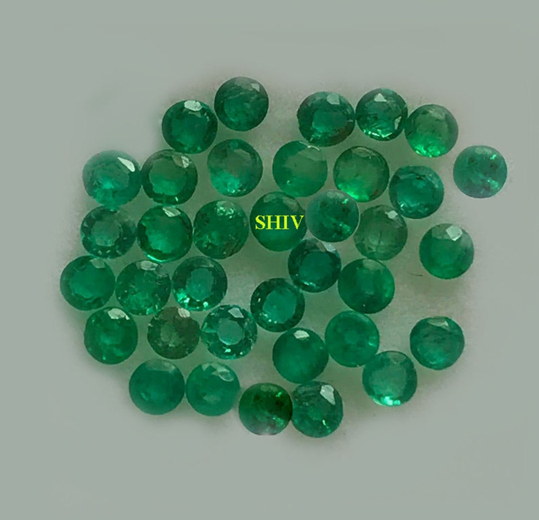 100% Natural Zambian Emerald Round Faceted Cut Best Quality 4X4MM-5X5MM ...