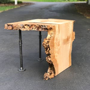 SOLD-Live Edge Maple Waterfall End Table With Pipe Legs Live | Etsy