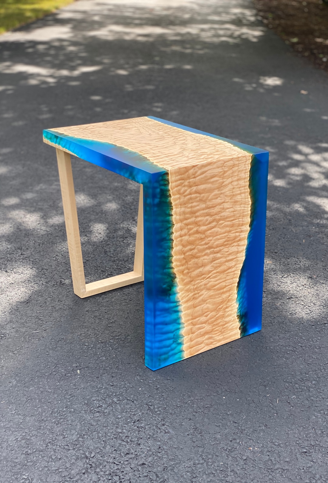 IN STOCK - Live Edge Waterfall End Table, Ocean Table, Modern End Table ...