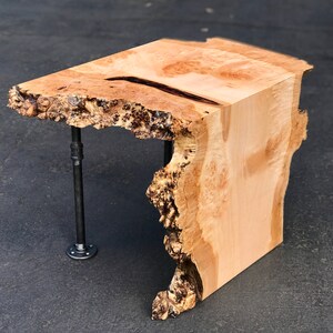 SOLD-Live Edge Maple Waterfall End Table With Pipe Legs Live | Etsy