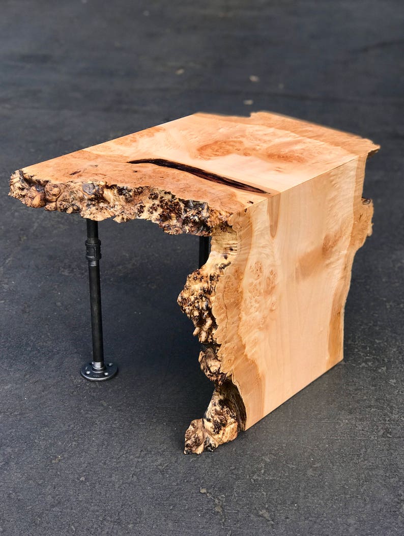 SOLD-Live Edge Maple Waterfall End Table With Pipe Legs Live | Etsy