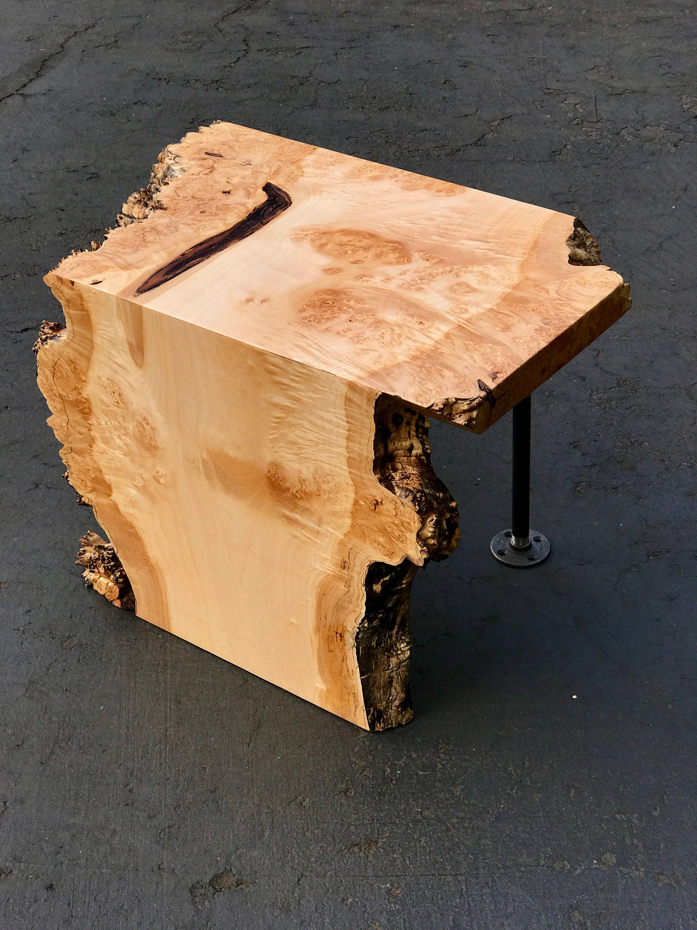 SOLD-Live Edge Maple Waterfall End Table With Pipe Legs Live | Etsy