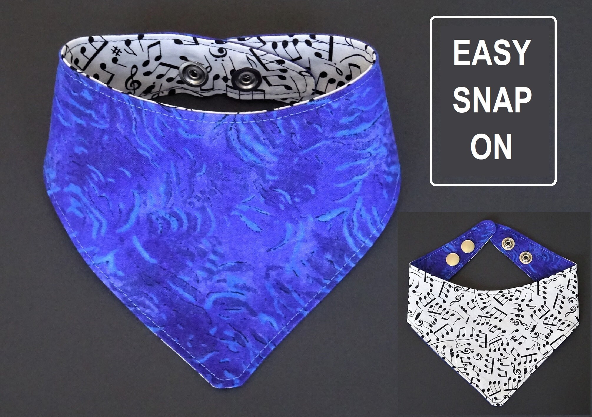 Purple Blue Dog Bandana Musical Note Pattern Spring Dog - Etsy